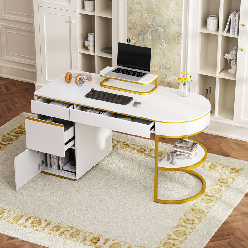 White and gold work desk store
